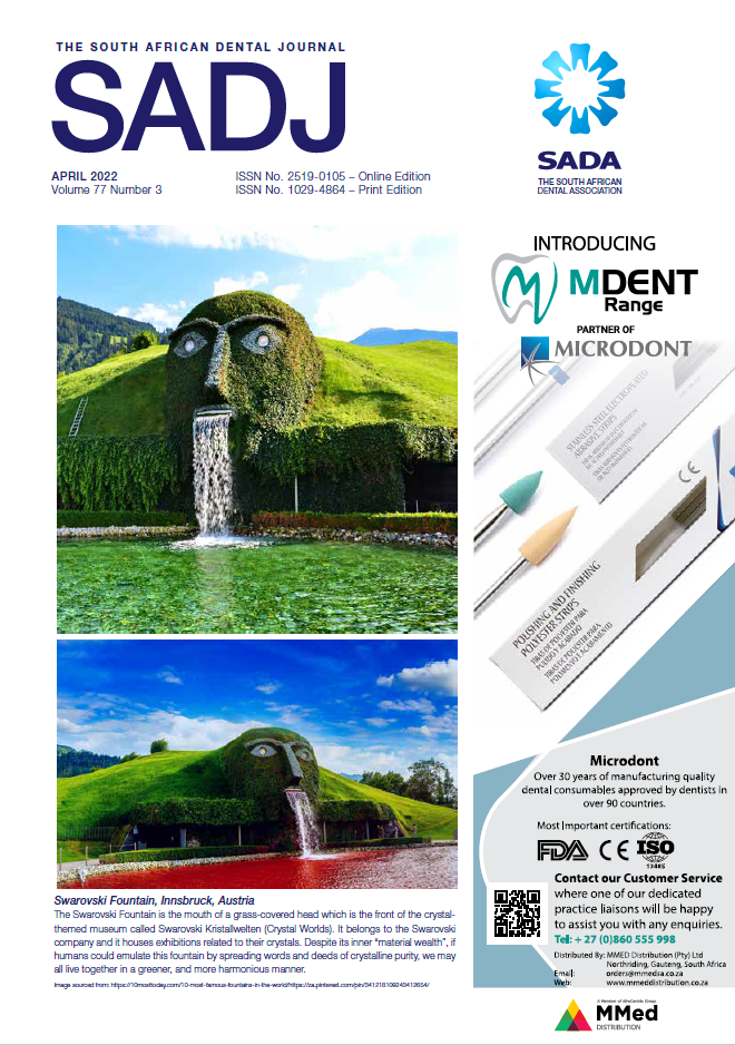 SADJ Volume 77 Issue 03 April 2022 | South African Dental Association